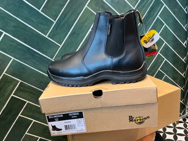 DR MARTENS BILLINGHAM Industrial Black Leather Safety Boots UK 11 New ...