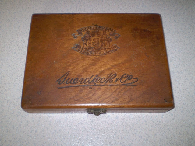 ANCIENNE BOÎTE EN bois de cigares SUERDIECK BRAZIL, Flor fina, étiquette gaufrée EUR 12,50 ...