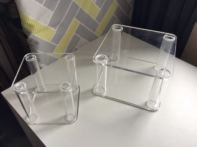 SQUARE OPEN TUBE Fillable Clear Acrylic Cake Separator Stand Wedding 2 ...