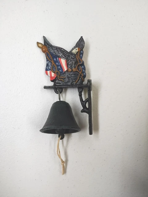 VINTAGE EAGLE CAST Iron Bell Hanging Shop Dinner Wall Mount Patriotic ...