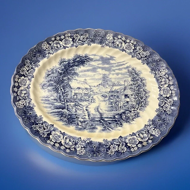 BRITISH ANCHOR MEMORY Lane Blue & White Country Scene Oval Serving ...
