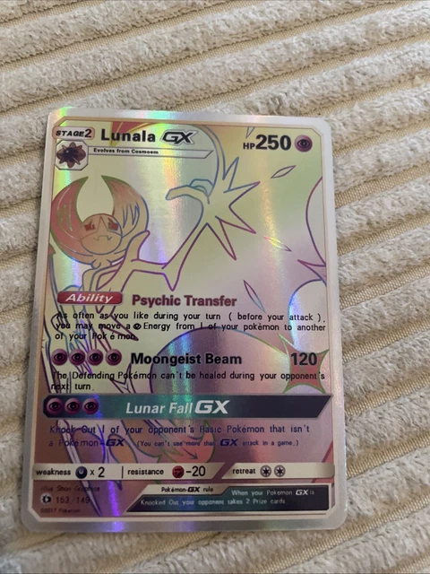 CARTE POKÉMON LUNALA GX Full Art Rainbow Secrète 153/149 SL1 EUR 10,00 - PicClick FR