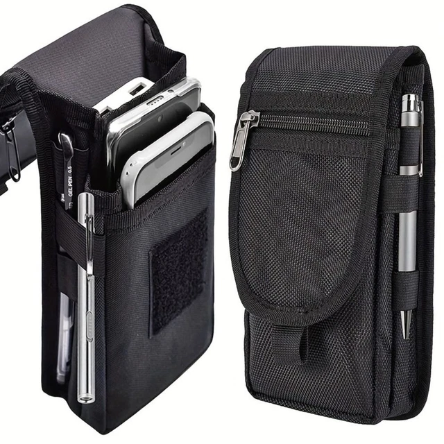 3 COMPARTMENTS MOBILE Phone Belt Pouch Men's Clip-On Holster Bag Travel ...