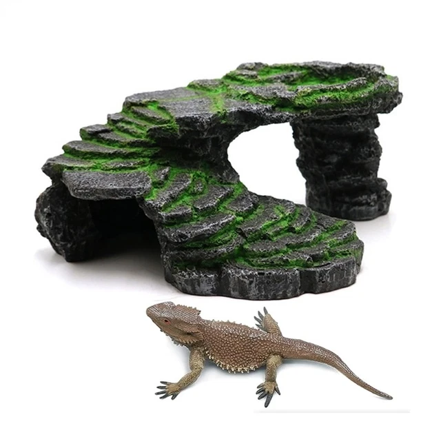 RESIN TORTOISES CAVE Hide Basking Platform for Reptiles Climbing and ...