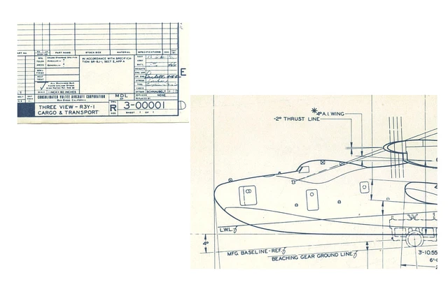 CONVAIR R3Y TRADEWIND Blueprint Plan Drawing 1950's Consolidated Vultee ...