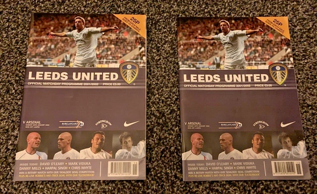 LEEDS UNITED V Arsenal Programme 2001/02 Season x2 £0.99 - PicClick UK