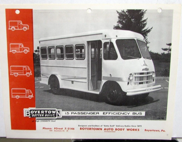 1961 BOYERTOWN 15 Passenger Efficiency Bus Body Model M12-H Sales Data ...