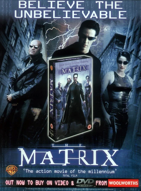 THE MATRIX FILM Movie Vhs Video Original Magazine Advert . Woolworths ...