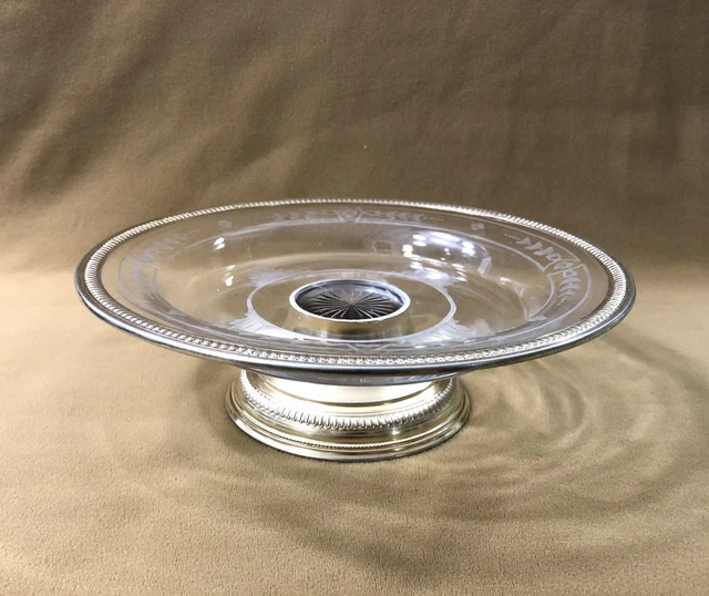 PAUL FOUCARD GUÉRIDON / compotier cristal et vermeil MINERVE argent ...