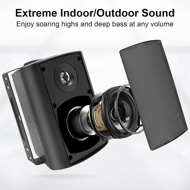 HERDIO OUTDOOR BLUETOOTH Speakers Wired Waterproof Wall Mount Bass Dual ...