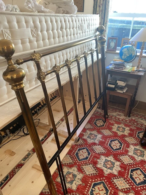 VICTORIAN STYLE KING Metal Bed Frame, Solid Brass with Slatted Base £52 ...