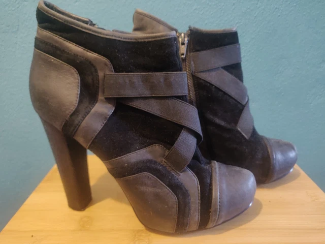 FUNKY TOPSHOP HIGH Heel Platform Boots . Charcoal Leather And Black ...