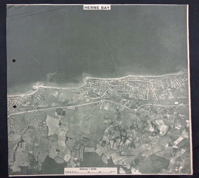 ORIGINAL WW2 GERMAN AERIAL RECONNAISSANCE PHOTO MAP of "HERNE BAY" in ...