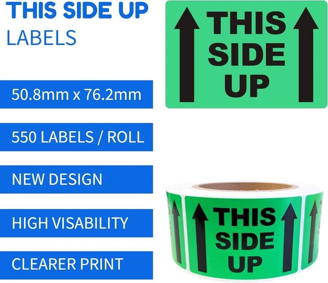 THIS SIDE UP Printed Label 50.8x76.2mm Freight Shipping 2x3 inch Green ...