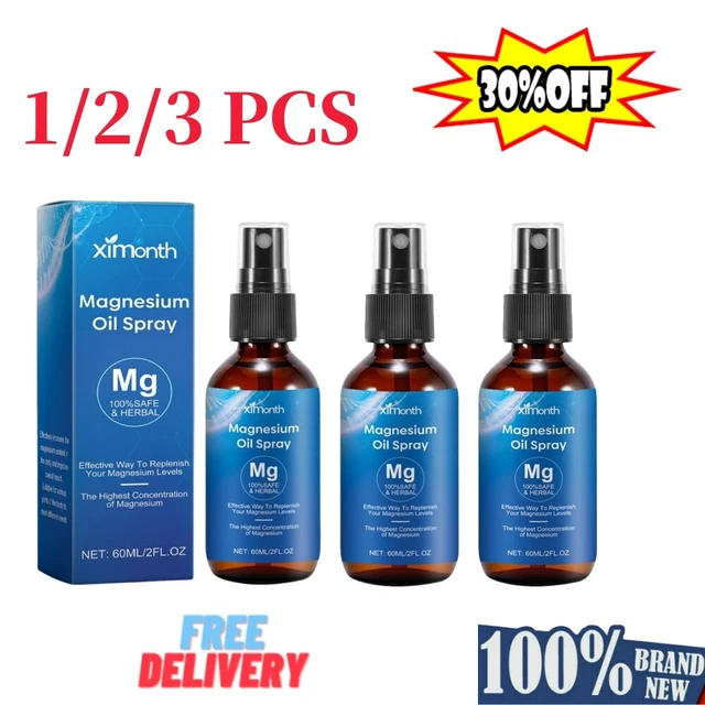 1-3X PURE MAGNESIUM Oil Spray - 100% Pure & Natural Magnesium Oil Spray ...