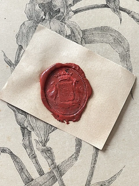 CACHET EN CIRE Sceau Ancien Armoirie Couronne Marquis Rieux de Songy ...