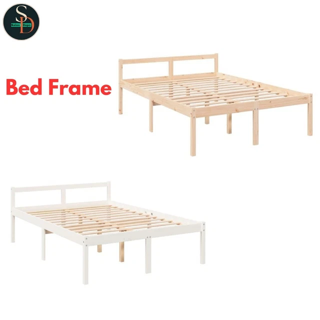 MODERN BED FRAME Bed Home Wooden Bedstead Base Frame Solid Wood Pine ...