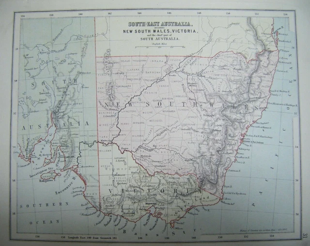 MAP OF AUSTRALIA South East New South Wales Victoria Post WW1 Antique ...