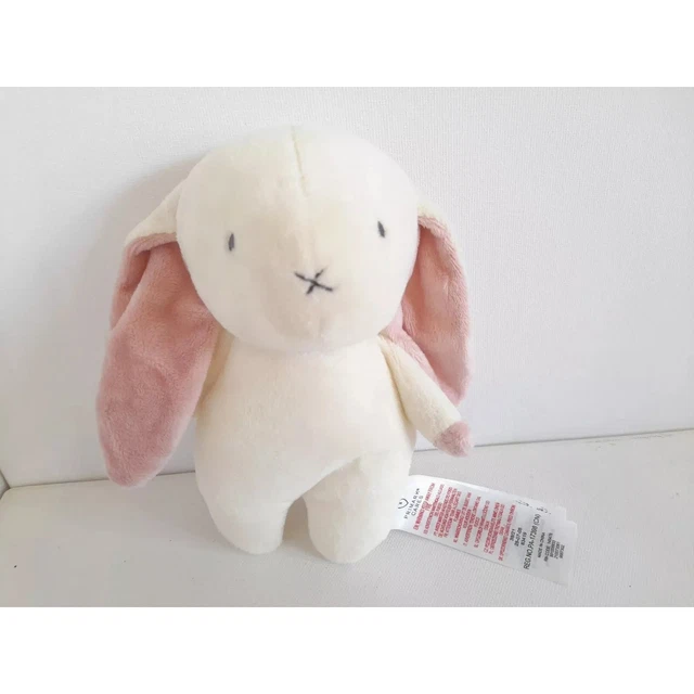 PRIMARK WHITE BUNNY Rabbit Plush Pink Ears Comforter Cuddly Toy 6.5 ...