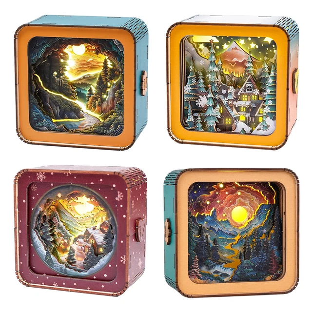 3D WOODEN PUZZLE Night Light Push Button Switch Birthday Christmas ...