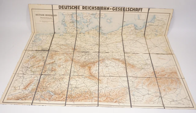 GERMAN REICHSBAHN OVERVIEW Map Route Map 1930 Approx. 74X60 Cm Folded ...