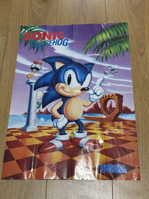 SONIC THE HEDGEHOG Poster 1991 Sega Mega Drive (Double Sided) £11.11 ...