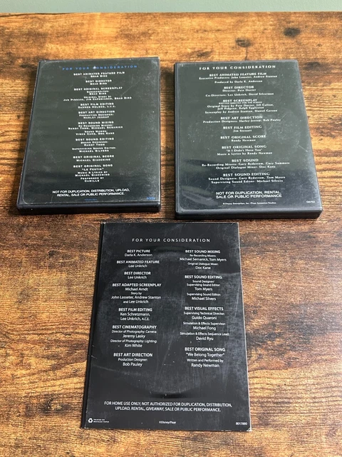 DISNEY PIXAR ANIMATION FYC DVD LOT TOY STORY 3 Monsters Inc ...