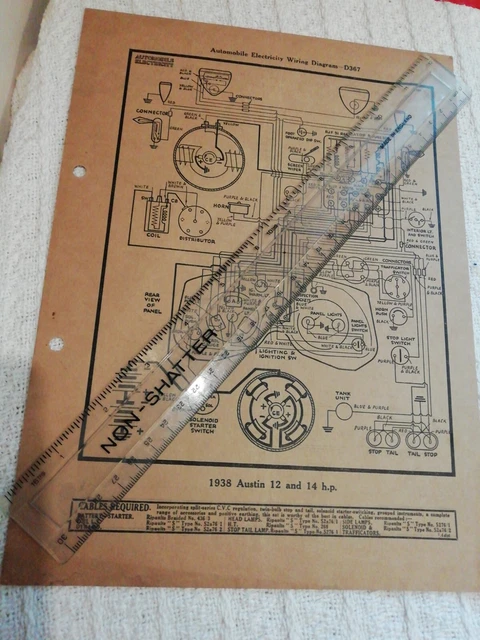 ORIGINAL WIRING DIAGRAM and Electrical Information 1939 Austin 30 cwt ...
