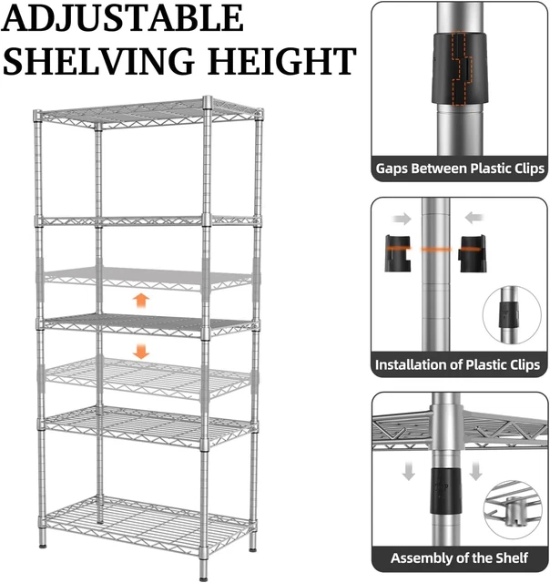 5-TIER STORAGE SHELVES, Adjustable Storage Shelving Unit Kitchen/Garage ...