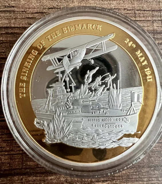 DEFINING MOMENTS OF WWII Sinking of Bismarck 2011 Silver Plated Proof ...