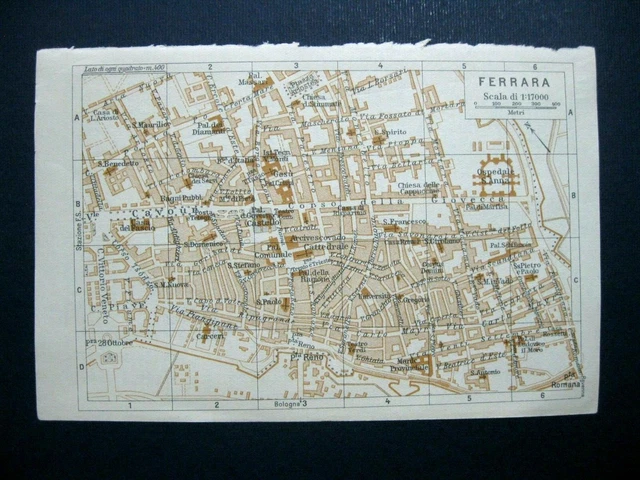 MAPPA ANTICA CARTA Pianta Della Citta Di Ferrara Emilia Romagna 1927 ...