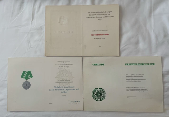 EAST GERMAN POLICE Blank Award Documents x3 Volkspolizei Stasi KVP DDR ...