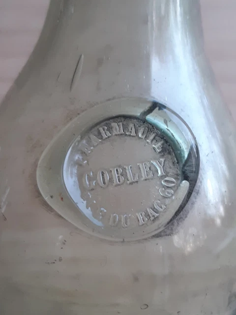 BOUTEILLE VERRE ANCIEN soufflé sceau pharmacie Cobley antique seal ...