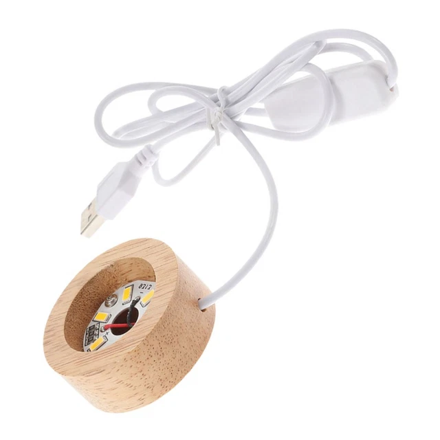 WOODEN LED DISPLAY Base Mini Round Lighted Base For Crystal Ball Glass ...