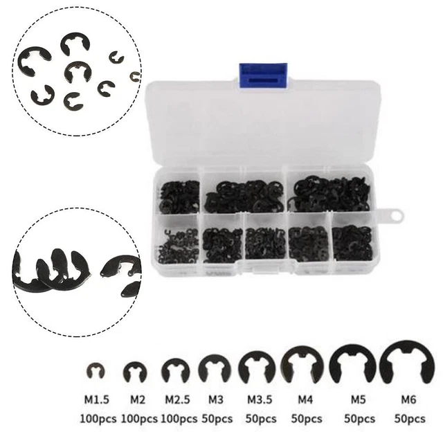 550X ASSORTED M1 5 M6 Stainless Steel E Clips C Circlip Collection with ...