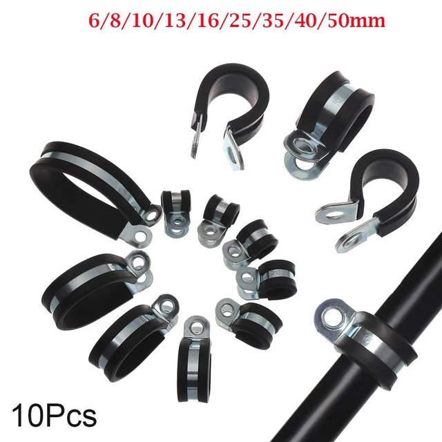 RUBBER LINED P Clips Cable Fasteners Wiring Hose Clamp Pipe Mounting ...