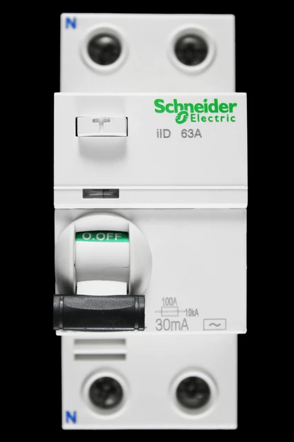 SCHNEIDER 63 AMP 30mA DOUBLE POLE RCCB RCD TYPE AC ILD A9R41263 ACTI9 £ ...