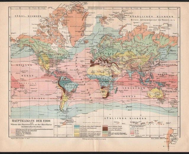 ANTIQUE MAP. THE WORLD CLIMATE MAP. Circa 1905 $15.00 - PicClick CA