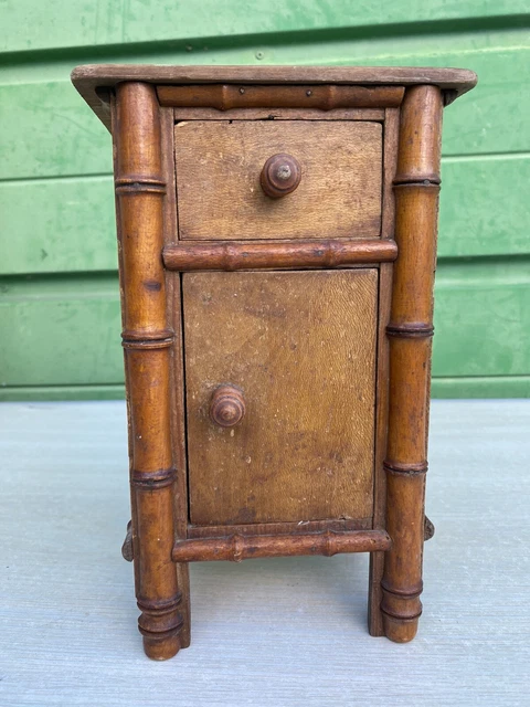 JOUET ANCIEN MEUBLE bois poupée chevet rotin bambou vintage EUR 20,00 - PicClick FR