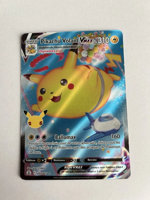CARTE POKÉMON PIKACHU Volant VMax 007/025 Célébrations 25 ans EB7.5 EB FR EUR 7,00 - PicClick FR
