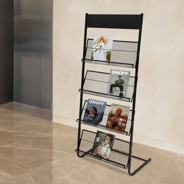 NEWSPAPER RACK MAGAZINE Stand Literature Holder Office Book Storage ...
