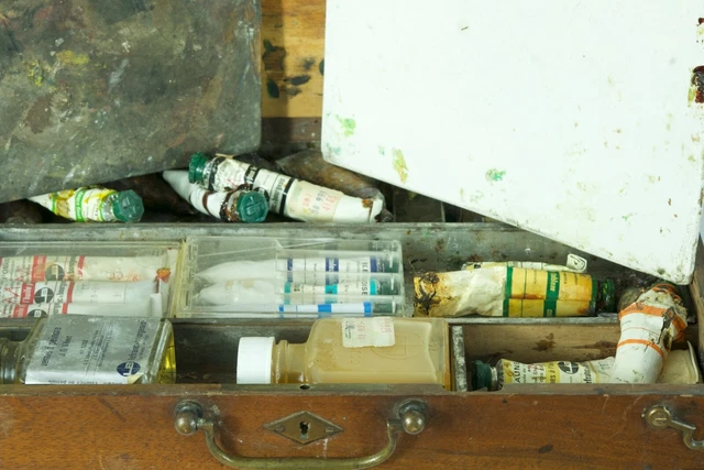 ANCIENNE BOITE MALLETTE de peintre 19 ème Noyer Palette peinture ...