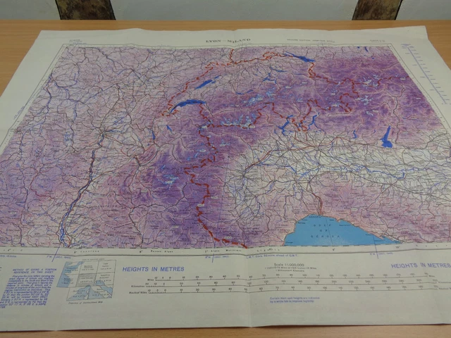 WW2 RAF MAP entitled "LYON - MILANO", JULY 1943 (WING COMMANDER, DFC ...