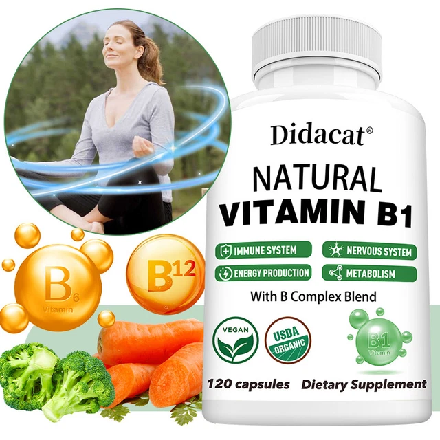 Natural Vitamin B1 Complex B1 B2 B3 B5 B6 B7 B9 B12 Immune Support