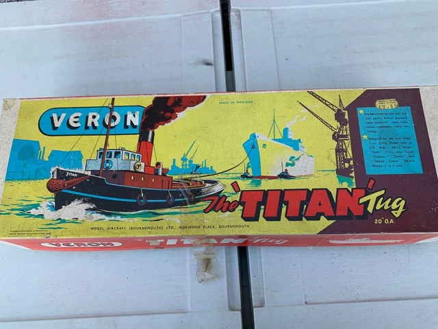 RARE VERON TITAN Tug Boat Wooden Model Kit Vintage £200.00 - PicClick UK