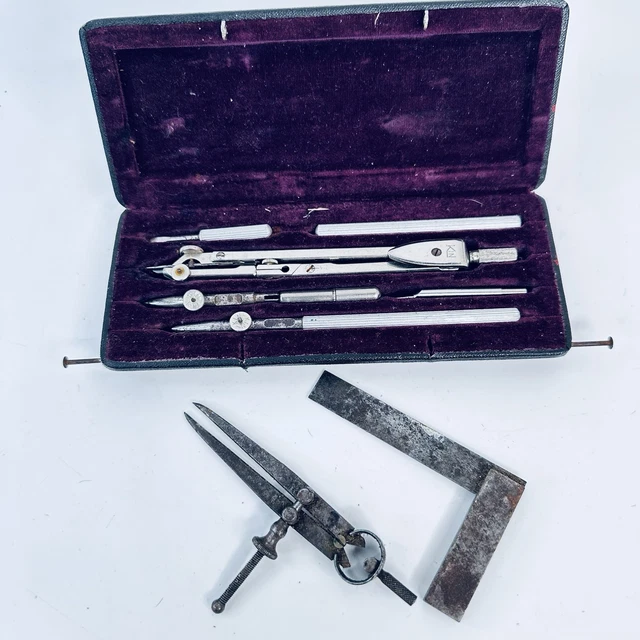 VINTAGE KIN ARCHITECTURAL Compass Drawing Set Made In Czechoslovakia £ ...