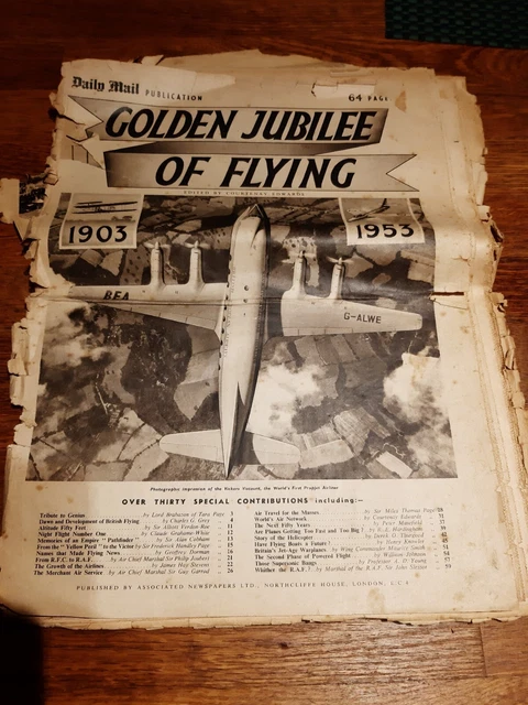 VINTAGE 1950S DAILY Mail Golden Jubilee Of Flying Aviation Publication ...