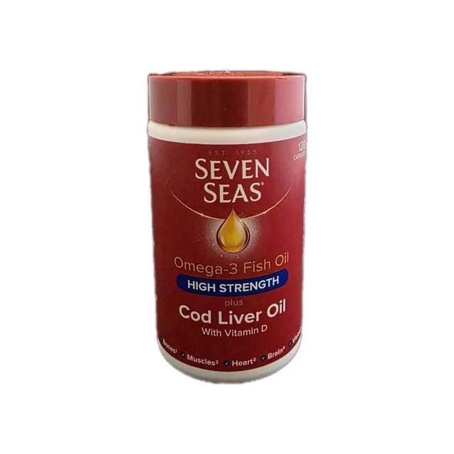 SEVEN SEAS OMEGA-3 Fish Oil Plus Cod Liver Oil HIGH STRENGTH 120 ...