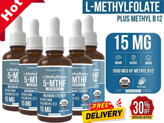 5 X L-METHYL Folate 5-MTHF Drops 1000 Mcg - Liquid Vitamins Folate ...