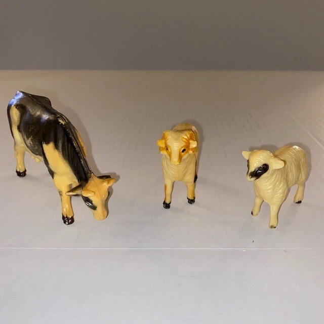 VINTAGE NYLINT FARM Animal Toy Lot Dairy Cow Sheep and Ram $24.99 ...